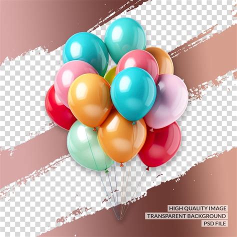 День рождения воздушные шары фон 3d Png клипарт прозрачный изолированный фон Премиум Ai