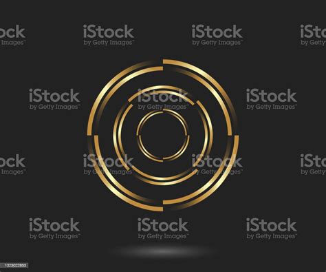 원 형태의 추상적 인 황금 라인 디자인 요소 고급 스타일의 기하학적 모양 이미지스트라이프 테두리 프레임 기술 라운드 로고 나선형 벡터 일러스트레이션 0명에 대한 스톡 벡터
