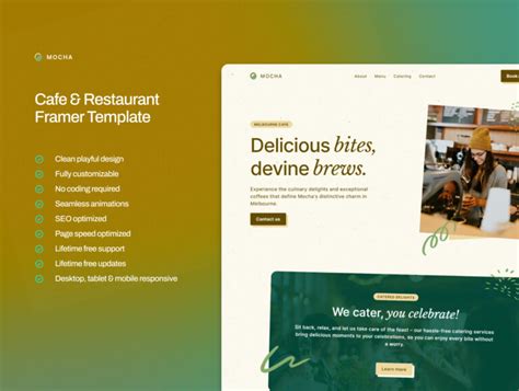 Mocha — Cafe And Restaurant Framer Template Download Free Resource