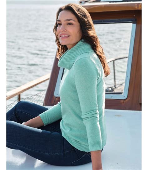 Mint Leaf Cashmere And Merino Long Sleeve Cowl Neck Jumper Woolovers Au