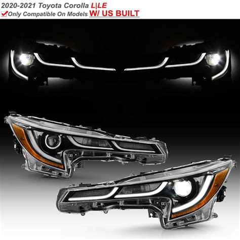 Buy ACANII For L LE US Built Model Toyota Corolla Black LED Projector Headlights