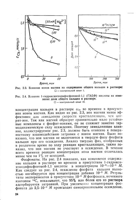 Влияние ионов магния на содержание общего кальция в растворе