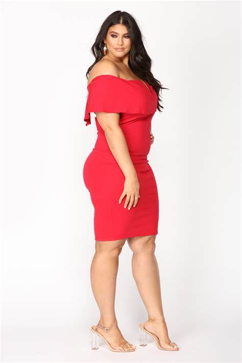 Lyla Off Shoulder Dress Red Fashion Nova