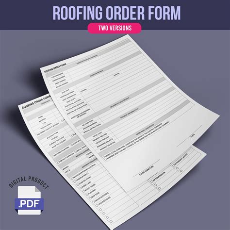 Roofing Work Order Form Etsy