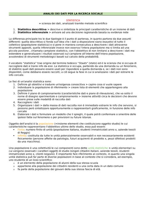 Appunti Analisi Dei Dati Per La Ricerca Sociale Statistica Scienza