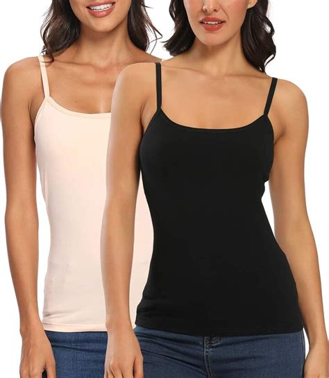 Carcos 2 Packs Womens Non Padded Camisole With Built In Shelf Bra
