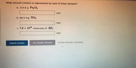 Solved What Amount Moles Is Represented By Each Of These Chegg
