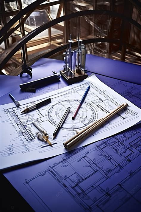 A Drafting Table With Blueprint And Tools On It Background Wallpaper Image For Free Download