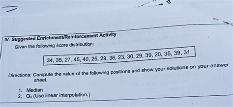 Solved Iv Suggested Enrichmentreinforcement Activity Given The