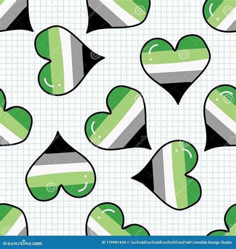 Cute Aromantic Heart Cartoon Seamless Vector Pattern Hand Drawn