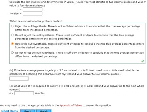 Calculate The Test Statistic And Determine The P Valu Solvedlib