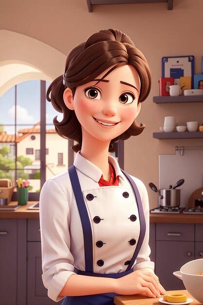 Premium Ai Image Cute Chef Girl Smiling In Uniform Welcoming And