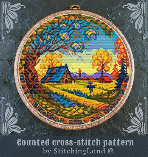 Modern Cross Stitch Pattern Farm Cross Stitch Pattern Autumn Cross