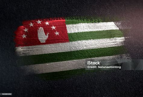 압하스 플래그 만든 금속 브러쉬 그런 지 어두운 벽에 페인트의 0명에 대한 스톡 사진 및 기타 이미지 0명 검은색 국기 Istock