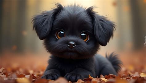 Słodki Czarny Piesek W Grafice