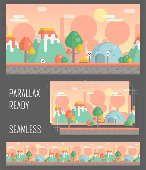 Parallax Ready Industrial Game Environment Stock Vector Illustration