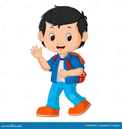 有背包动画片的男孩 向量例证 插画 包括有 研究 逗人喜爱 查出 挑运 学生 突出 男小学生 88433099