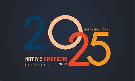 아메리카 원주민 유산의 달 2025 새해 복 많이 받으세요 벡터 웹 배너 포스터 소셜 미디어 네트워크용 카드 국가 원주민 유산의 달 텍스트 파란색 배경에 장식으로 인사