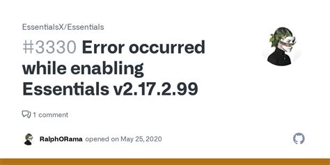 Error Occurred While Enabling Essentials V217299 · Issue 3330