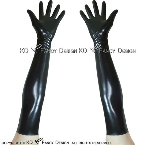 Black Sexy Arm Length Latex Gloves Rubber Mittens Rubber Gloves St 0014