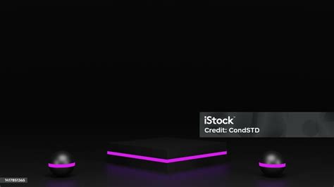 보라색 네온 라인이있는 추상 지오메트리 받침대 제품 쇼케이스를위한 3d 빈 연단 디스플레이 3d 렌더링 0명에 대한 스톡 사진 및 기타 이미지 Istock