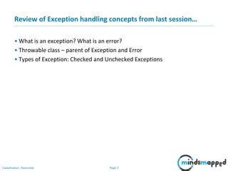 Exception Handling Continued PPT