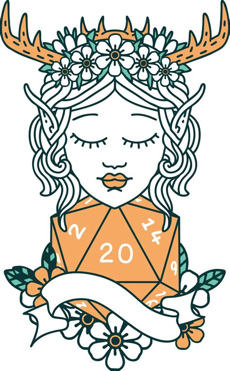 Elf Druid With Natural Twenty Dice Roll Illustration 40284184 Png