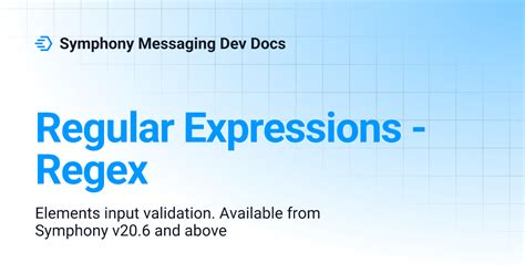 Regular Expressions Regex Symphony Messaging Dev Docs