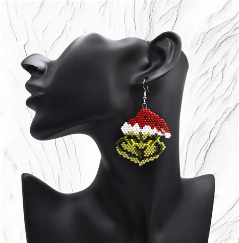 Christmas Grinch Face Earrings Grinch Earrings Red Green Grinch
