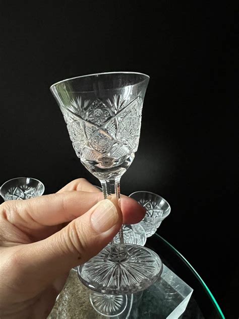 Vintage Crystal Sherry Wine Glasses Bohemia Furniture And Home Living