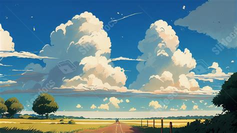 Sky White Clouds Trees Lawn Powerpoint Background For Free Download