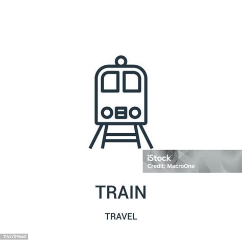 여행 컬렉션에서 기차 아이콘 벡터입니다 얇은 라인 기차 개요 아이콘 벡터 일러스트 레이 션입니다 웹 및 모바일 앱 로고 인쇄 미디어에 사용할 선형 기호입니다 교통에 대한
