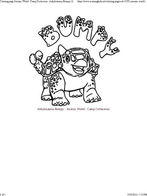 Meet Bumpy The Ankylosaurus A Coloring Page From Jurassic World Camp