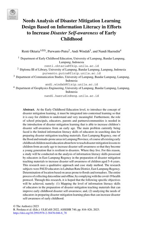 Pdf Needs Analysis Of Disaster Mitigation Learning Design Based On Information Literacy In