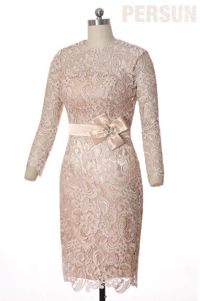 Chic Knielang Etui Linie Rund Ausschnitt Spitze Abendkleid XDL Persunshop De