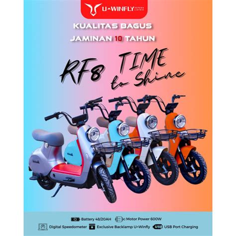 Jual Sepeda Listrik Uwinfly RF8 Redfish 8 Moped Electric Bike Garansi