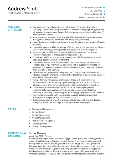 IT Operation Management Resume Sample 2022 Writing Tips ResumeKraft