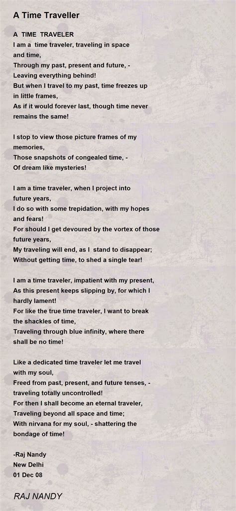A Time Traveller Poem By Raj Nandy Poem Hunter