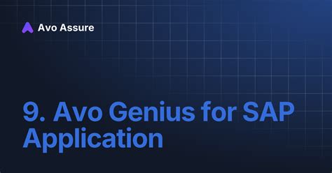 9 Avo Genius For Sap Application Avo Assure