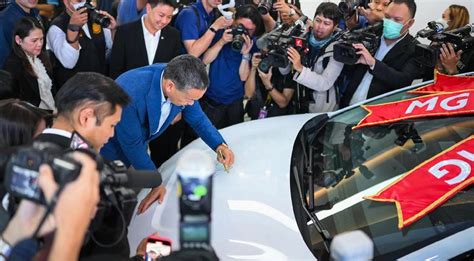 saic s mg brand sees 1st thailand made mg4 ev roll off line cnevpost