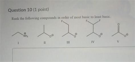 Solved Question 9 1 Point Rank The Acidity Of The
