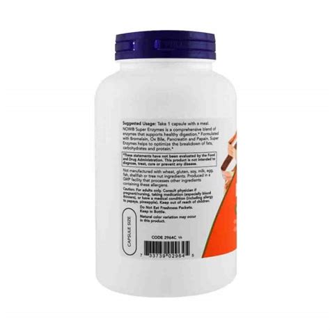 Super Enzymes Enzime Digestive Cu Spectru Larg Now Foods 180 Capsule