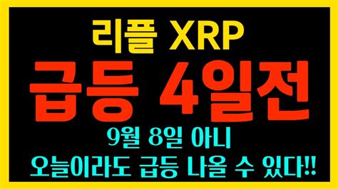 리플 급등 4일전 9월 8일 아니 오늘이라도 급등 나온다 Youtube