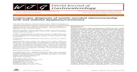 Pdf Endoscopic Diagnosis Of Sessile Serrated Adenomapolyp