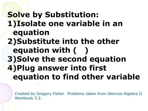 Ppt Solve By Substitution Isolate One Variable In An Equation