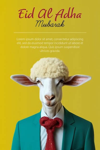 Premium Psd Eid Al Adha Poster With Sheep Wearing Formal Dress
