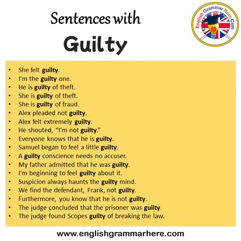 Sentences With Guilty Guilty In A Sentence In English Sentences For