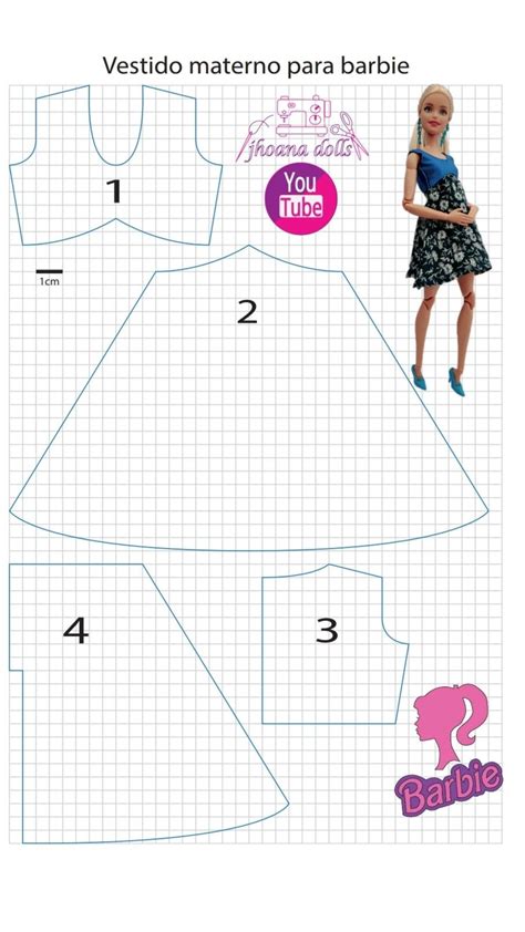 Vestido Materno Pará Barbie Coser Ropa De Muñecas Patrones De