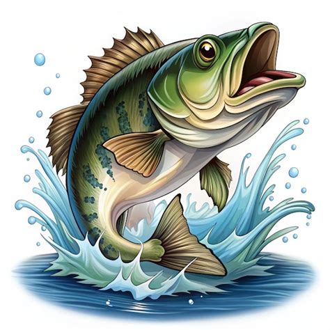 在白色背景上隔離的大魚水噴水向量卡通 Premium Ai 生成 Psd