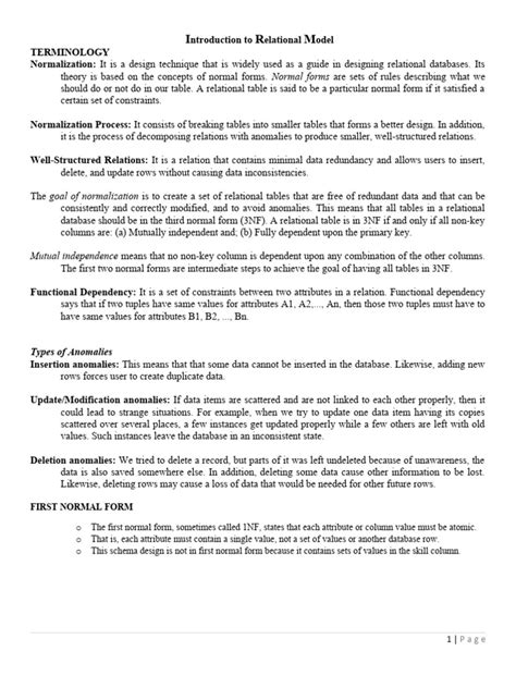 Normalization Pdf Relational Model Information Science